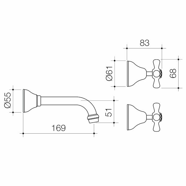 Buy El Toro Chrome Bath Set with Cross Handles Online